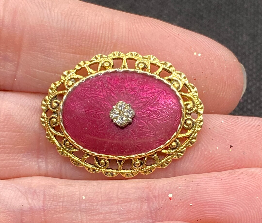 Vintage Enamel Victorian Style Bar Pin - Etsy