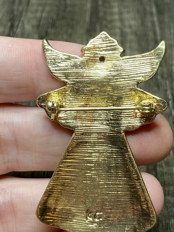 Vintage Enamel Angel pin marked KC Kenneth Cole - Gem