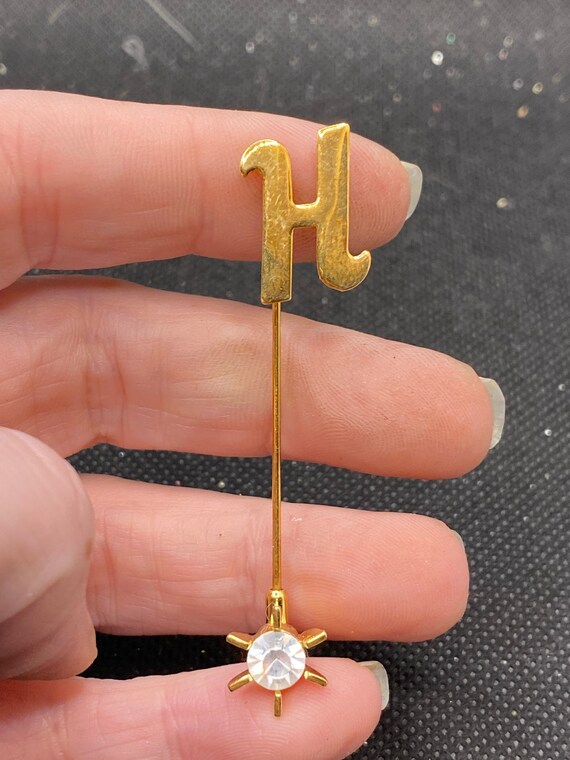 Vintage Letter H Initial Stick Pin - Gem