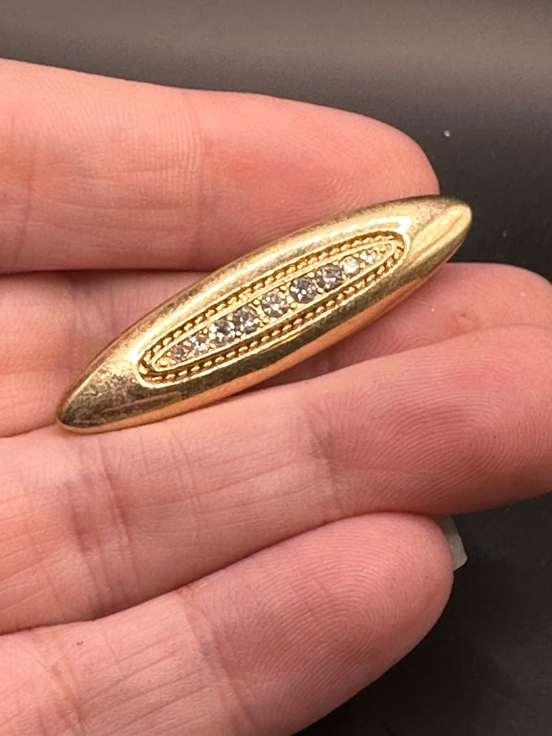 Vintage Rhinestone 1980’s Style Bar Pin - Etsy