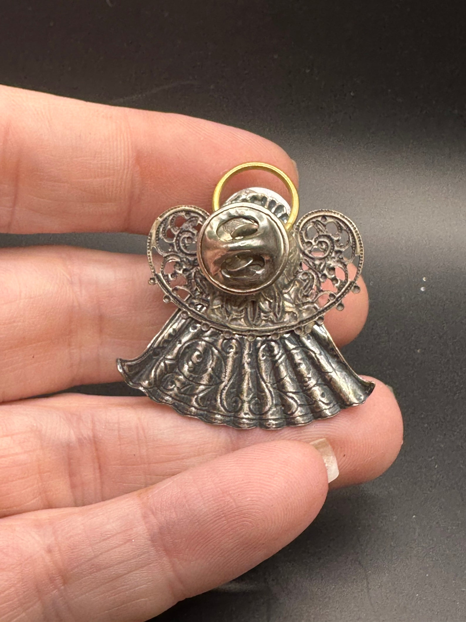 Vintage Mixed Metal Angel Pin - Etsy