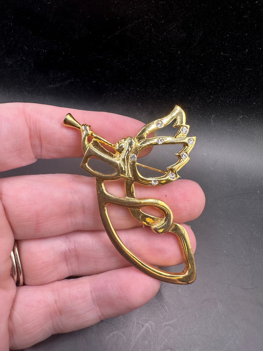 Vintage Angel With Trumpet Pin - Etsy