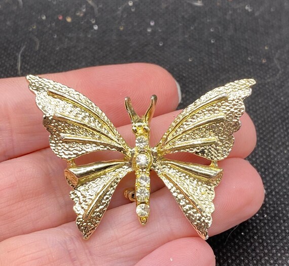 Vintage Butterfly Rhinestones Pin - Gem