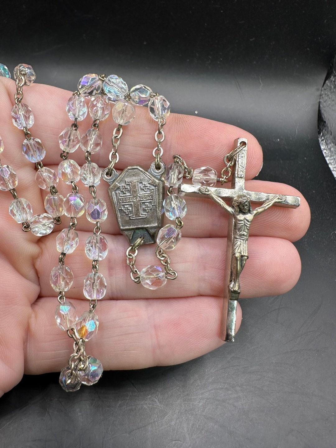 Vintage Art Deco Style Rosary With Crucifix and Beads From - Etsy