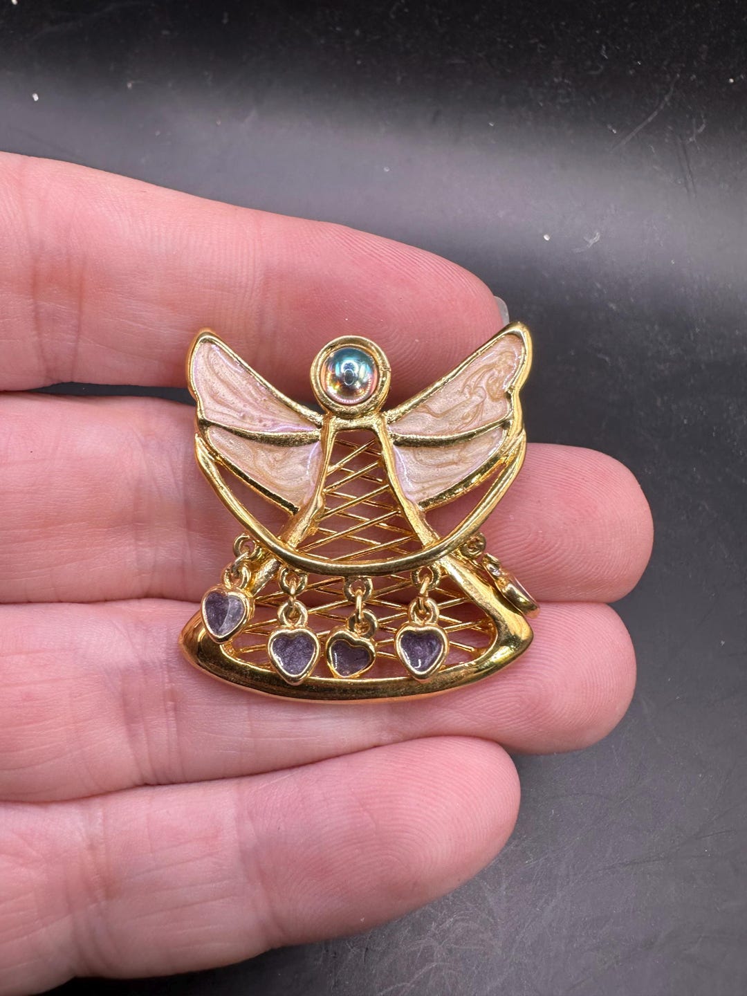 Vintage Enamel Angel Pin Etsy