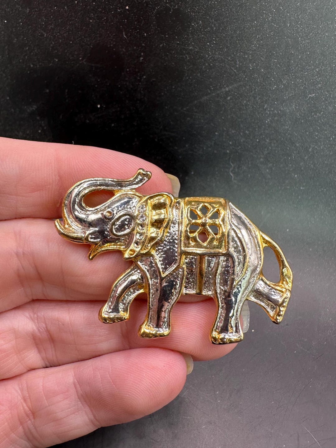 Vintage Mixed Metal Elephant Pin Brooch - Etsy