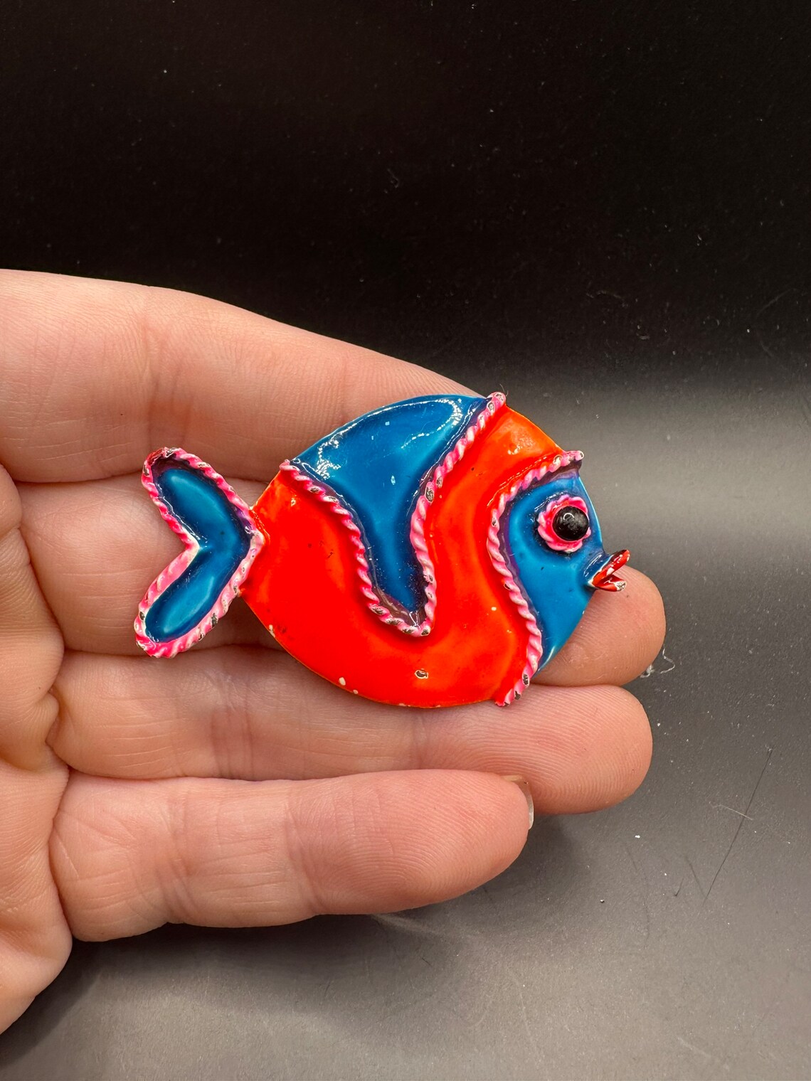 Vintage Enamel Fish Pin - Etsy