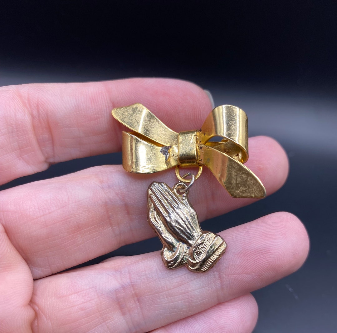 Vintage Religious Praying Hands Bow Pin - Etsy