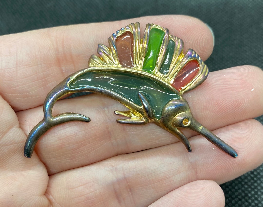 Vintage Stained Glass Swordfish Sailfish Pin - Etsy