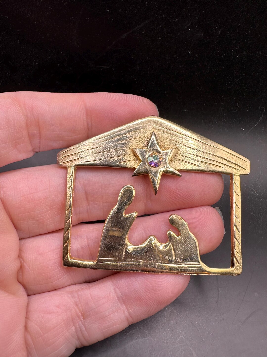 Vintage Baby Jesus Manger Pin by Ultra Craft - Etsy