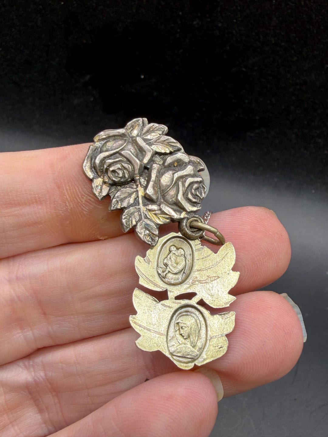 Vintage French Art Nouveau Style Religious Medal Sterling Silver Slide ...