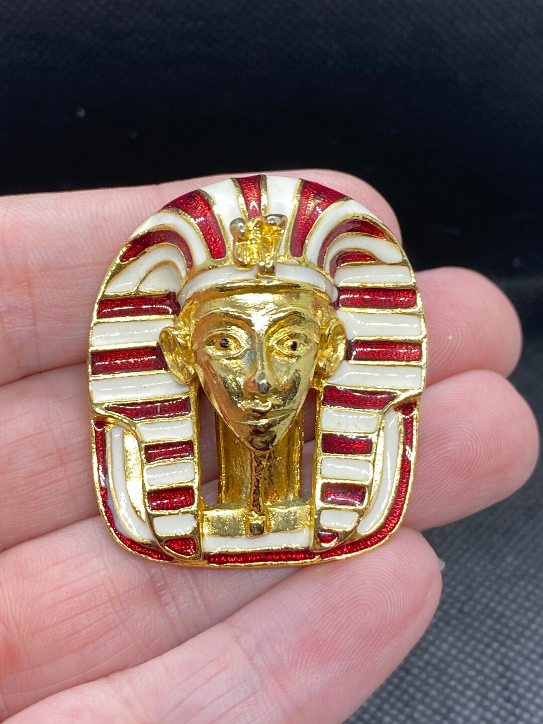 Vintage Enamel Egyptian Pharaoh Pin - Etsy