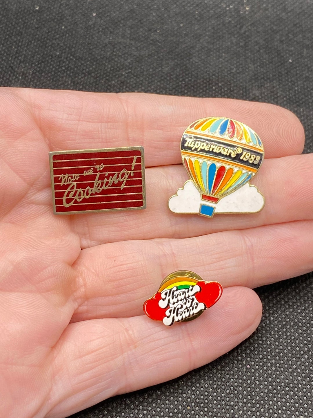 Vintage Trio of Tiny Enamel Pins Tupperware Kitchen Themed - Etsy