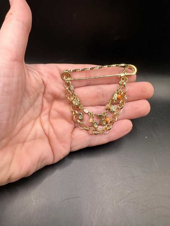 Vintage oversize safety pin - Gem
