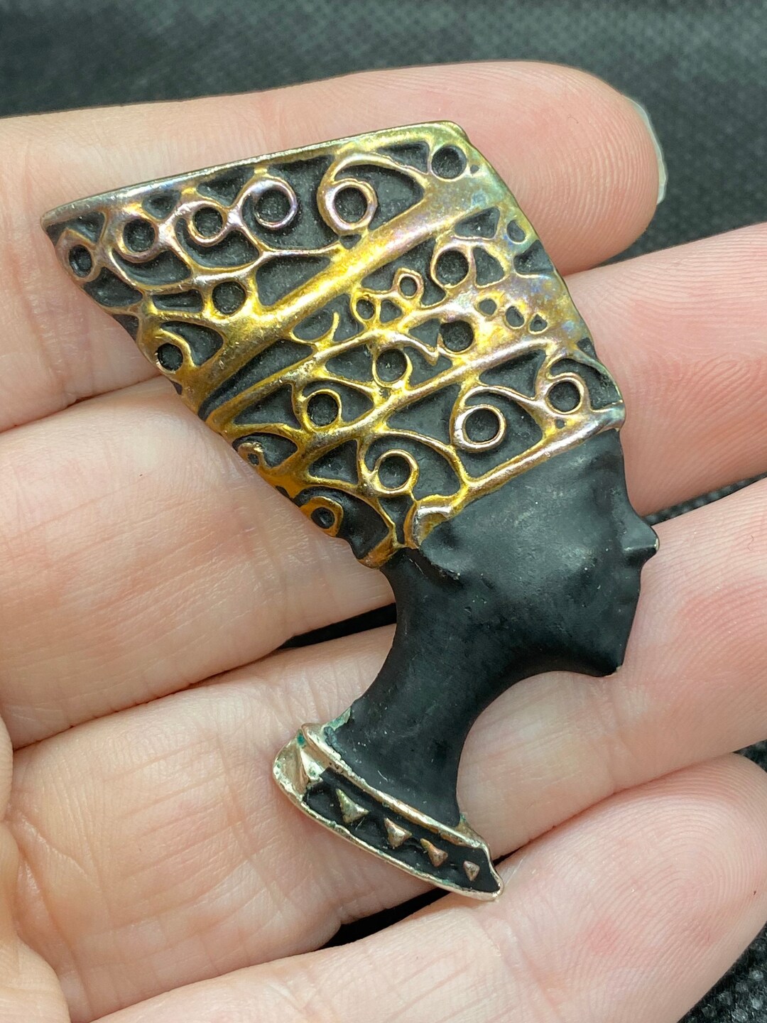 Vintage Egyptian Cleopatra Style Head Pin - Etsy