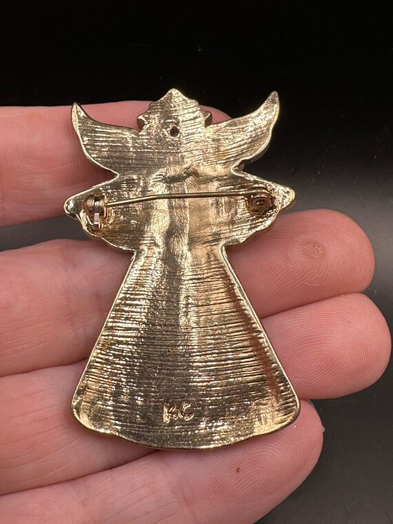 Vintage Enamel Angel pin marked KC Kenneth Cole - Gem