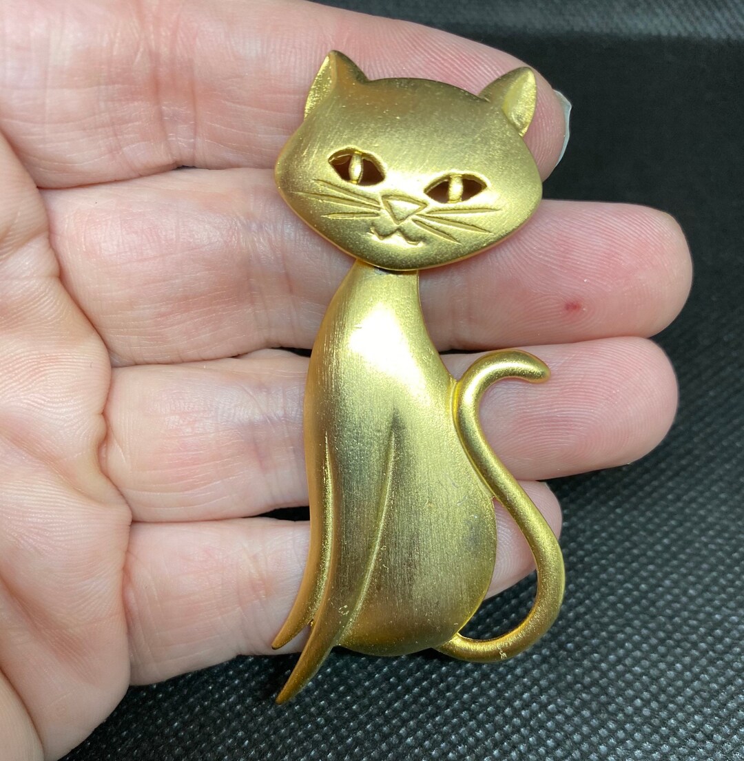 Vintage Cat Pin With Articulated Body by M Jeni - Etsy