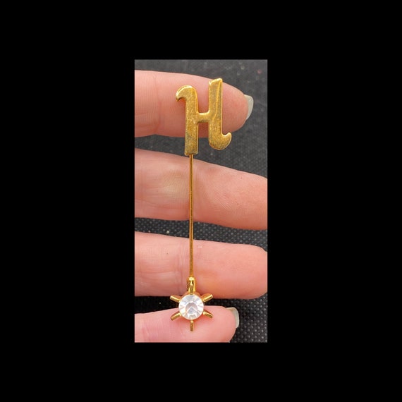 Vintage Letter H Initial Stick Pin - Gem