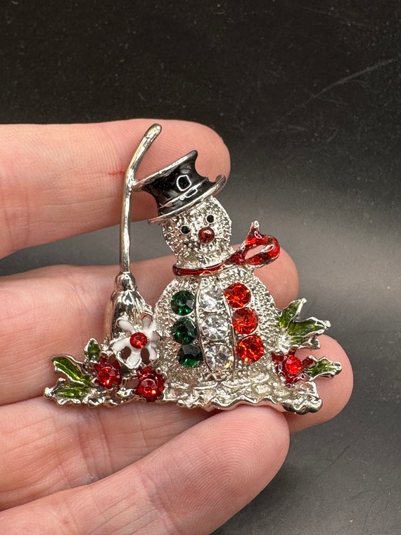 Vintage Frosty the Snowman Christmas Pin - Gem