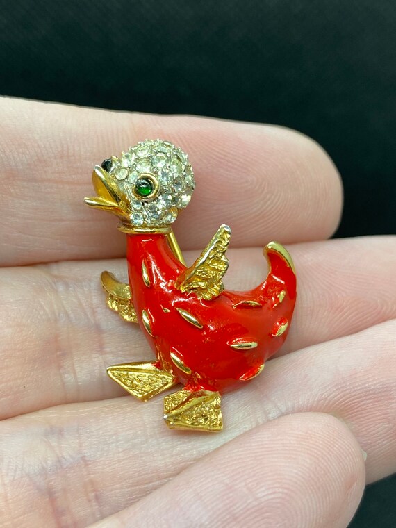Vintage duck duckling pin - Gem