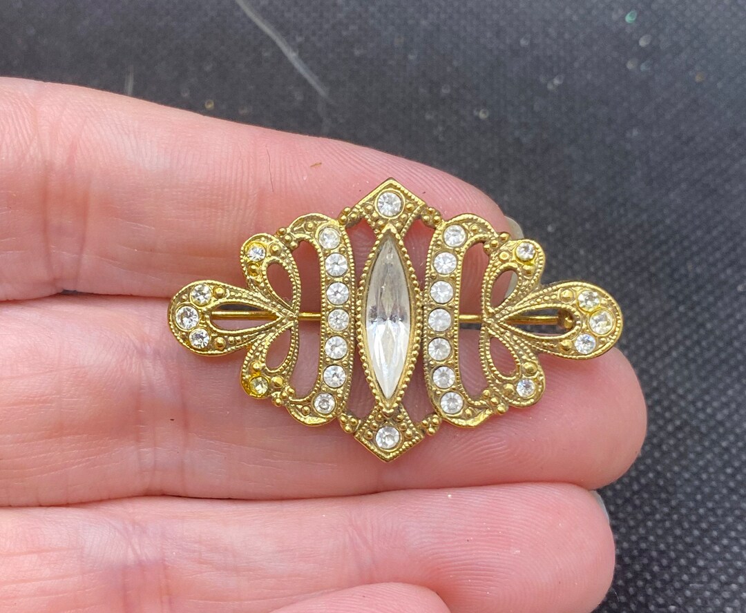 Vintage Victorian Style Bar Pin With Rhinestone’s - Etsy