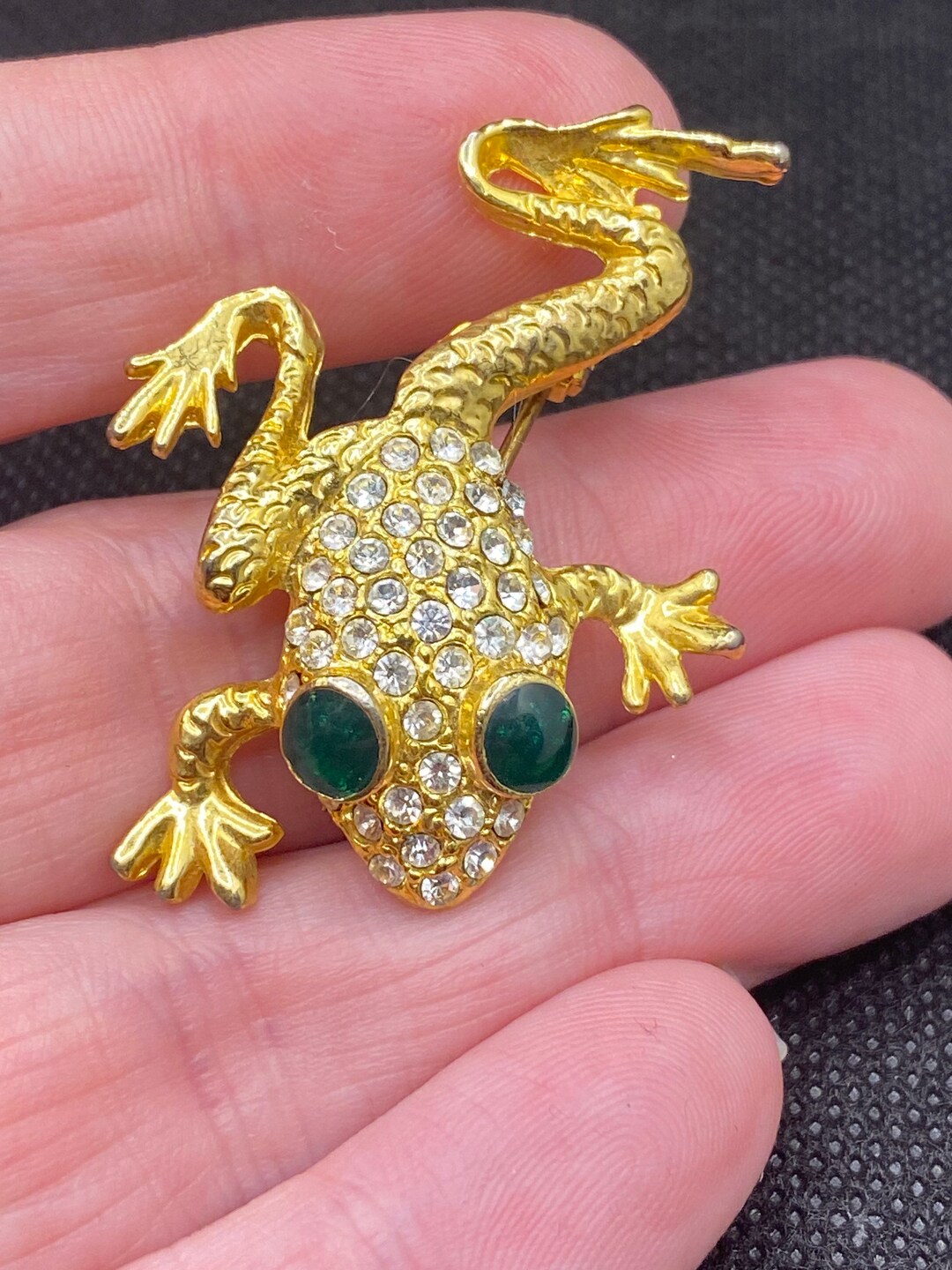 Vintage Frog or Toad Pin With Rhinestones - Etsy