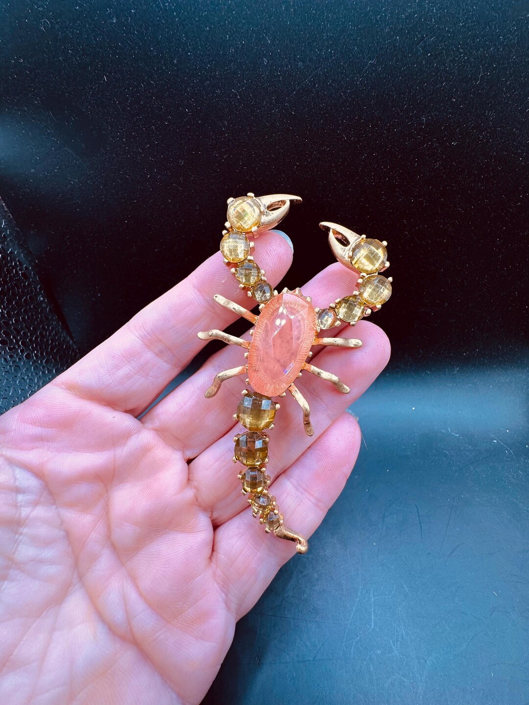 Vintage Oversized Statement Piece Scorpion Pin With Rhinestones - Etsy