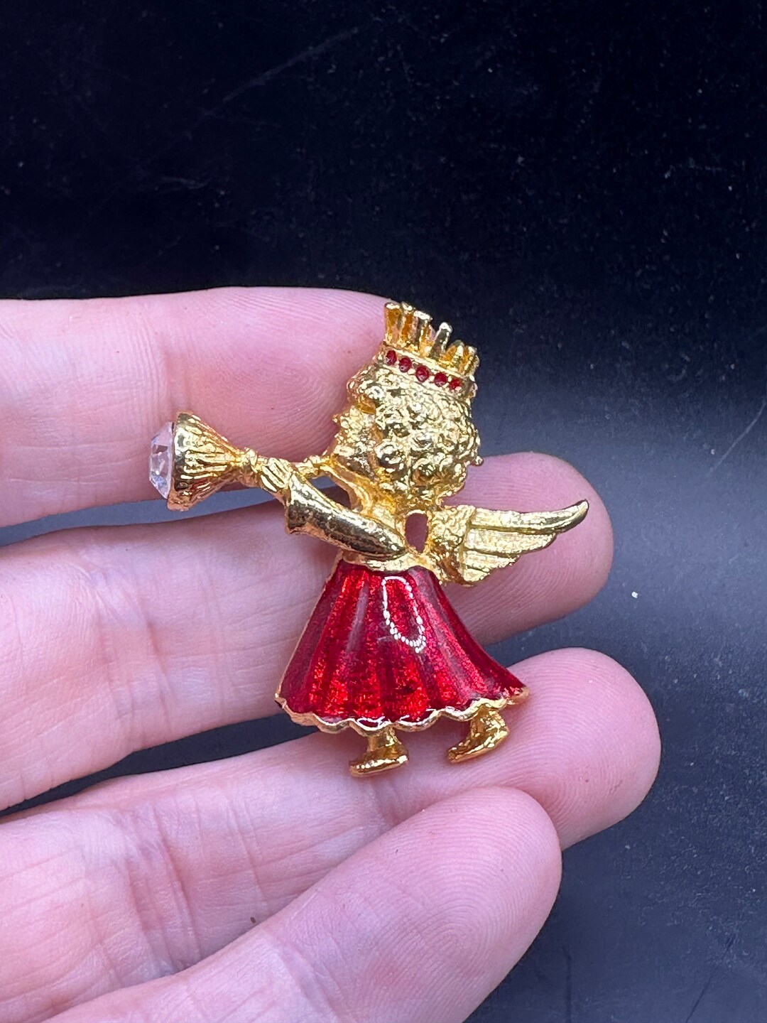 Vintage Angel With Trumpet Pin - Etsy