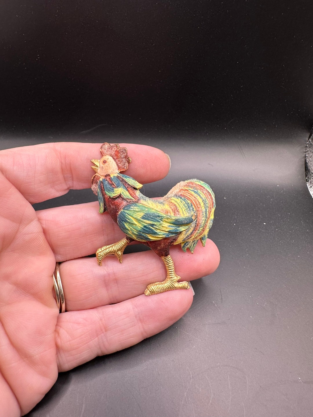 Vintage Sugar Bead Enamel Textured Rooster Pin - Etsy