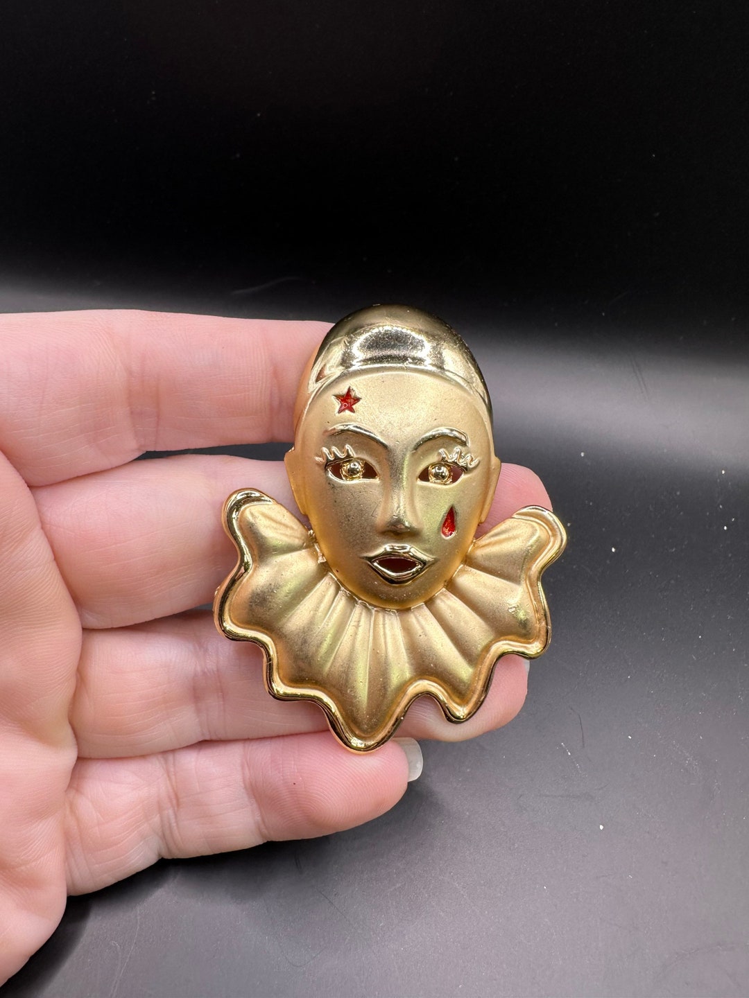 Vintage French Style Crying Tears Enamel Clown Pin - Etsy
