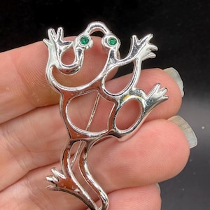 Vintage Rhinestone Openwork Silver Tone Frog Pin Brooch - Etsy