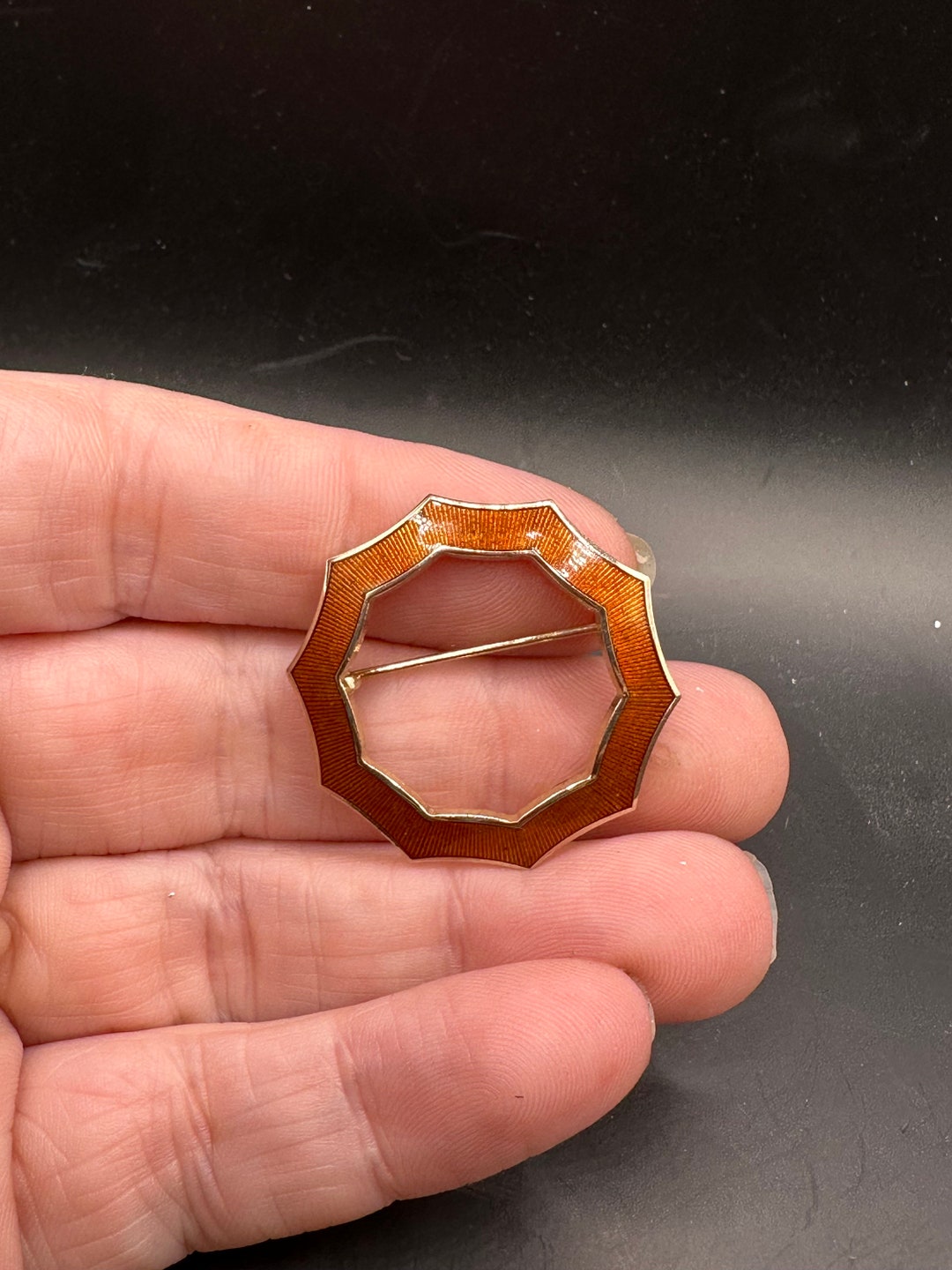 Vintage Enamel Octagon Pin - Etsy