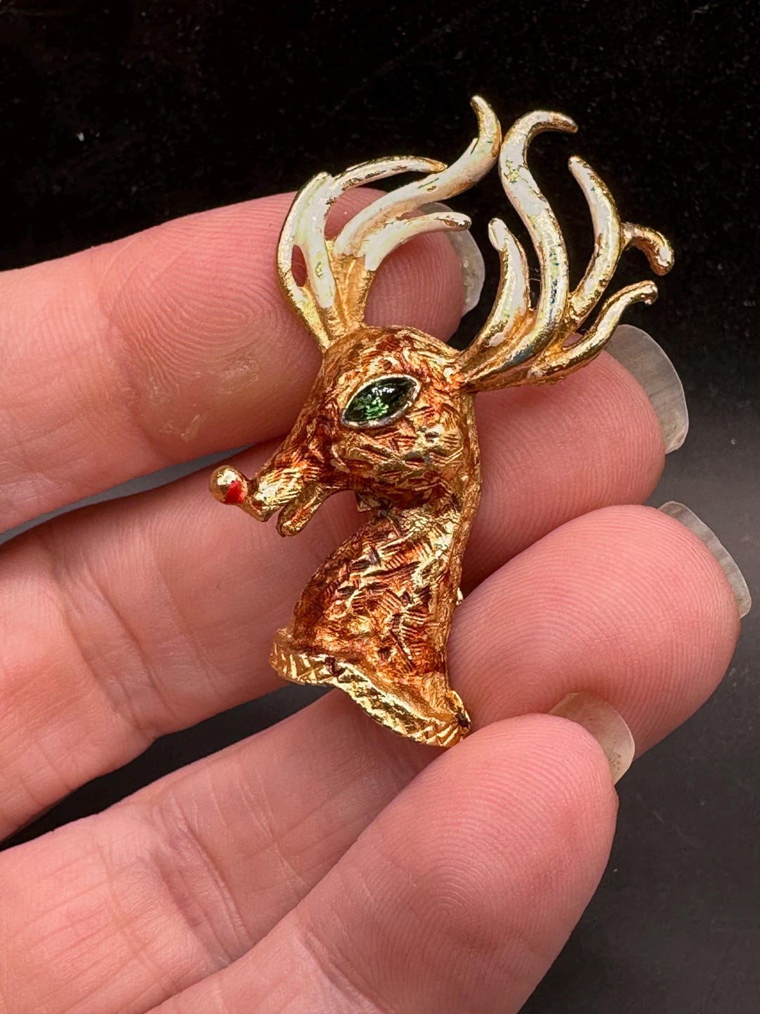 Vintage Rhinestone Enamel Reindeer Deer Pin Christmas - Etsy