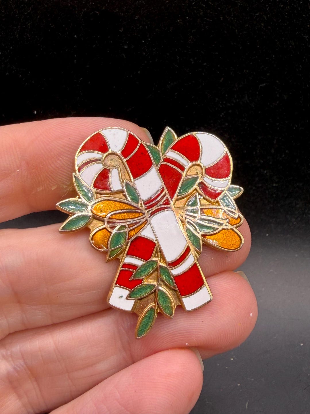 Vintage Enamel Candy Canes Christmas Pin Brooch Lapel Pin 1979 Holiday ...