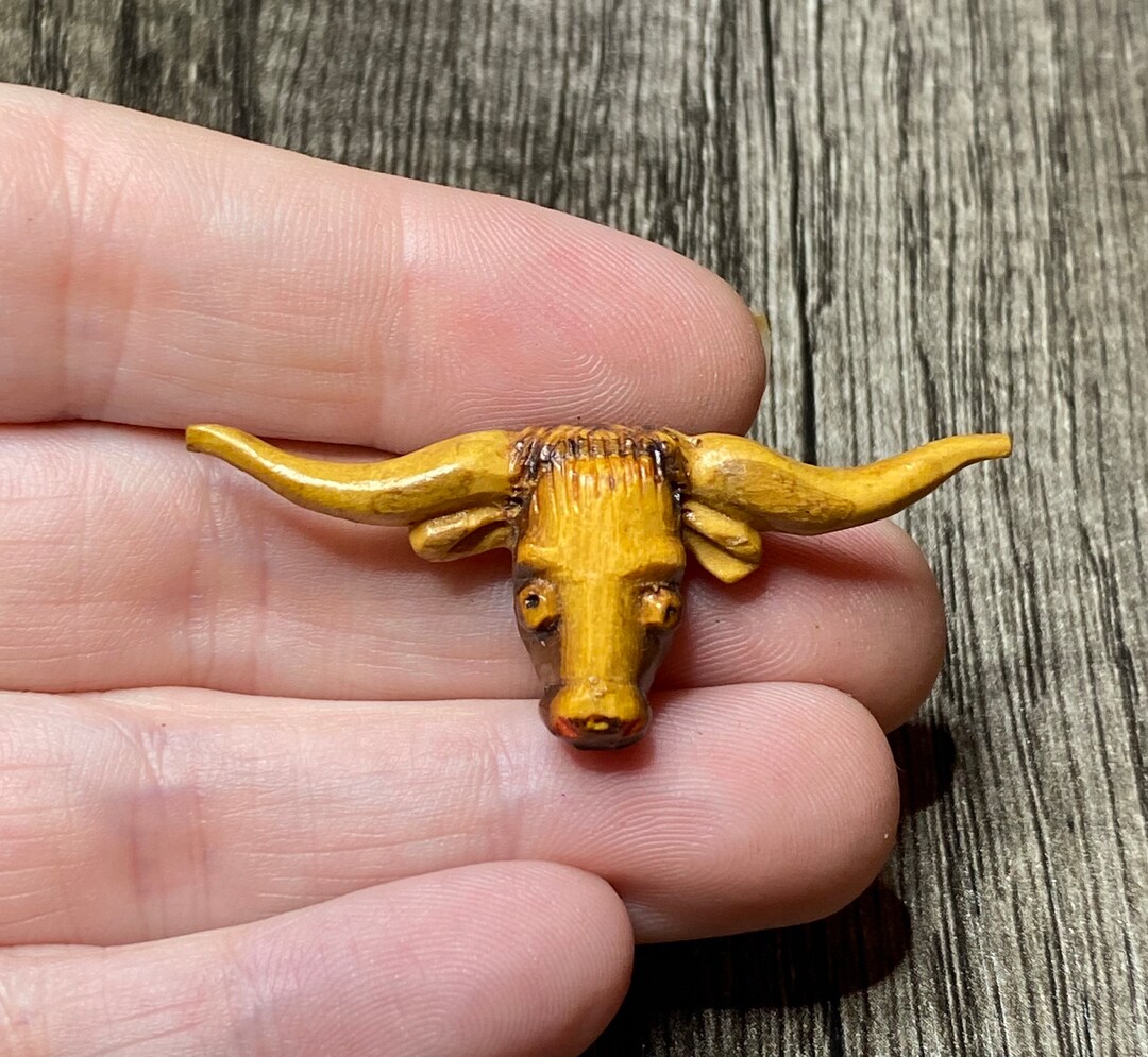 Vintage Water Buffalo Wooden Pin Longhorn Bull Steer Pin - Etsy