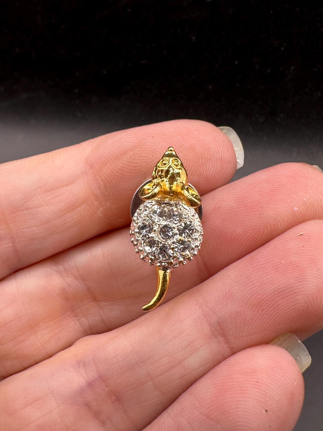 Vintage Small Rhinestone Mouse Pin - Etsy