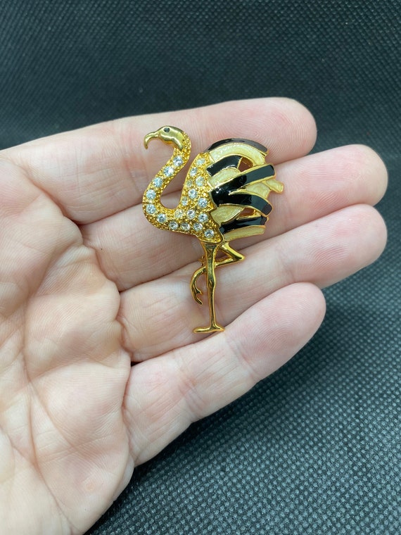 Vintage Enamel Flamingo Pin | Etsy