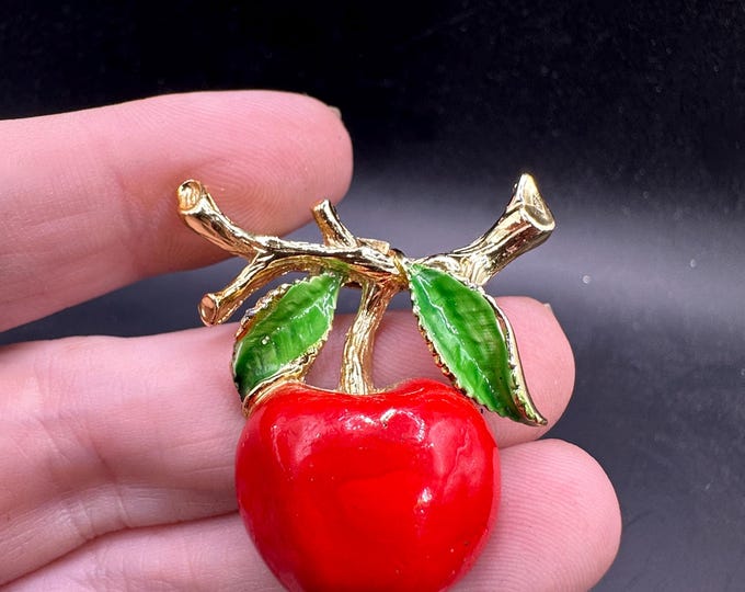 Vintage Enamel Apple Fruit Pin by Gerry’s - Etsy