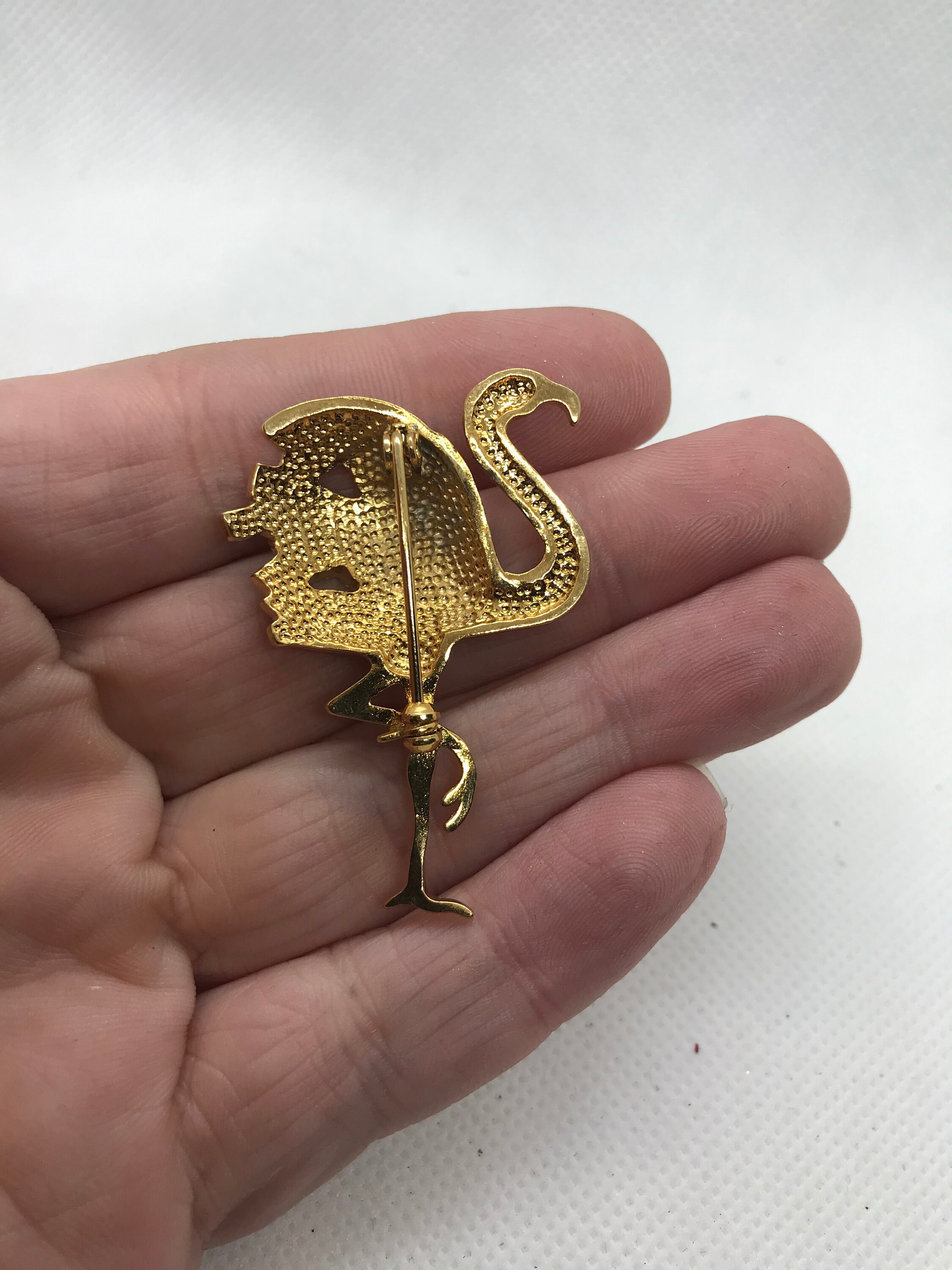 Vintage Enamel Flamingo Pin - Etsy
