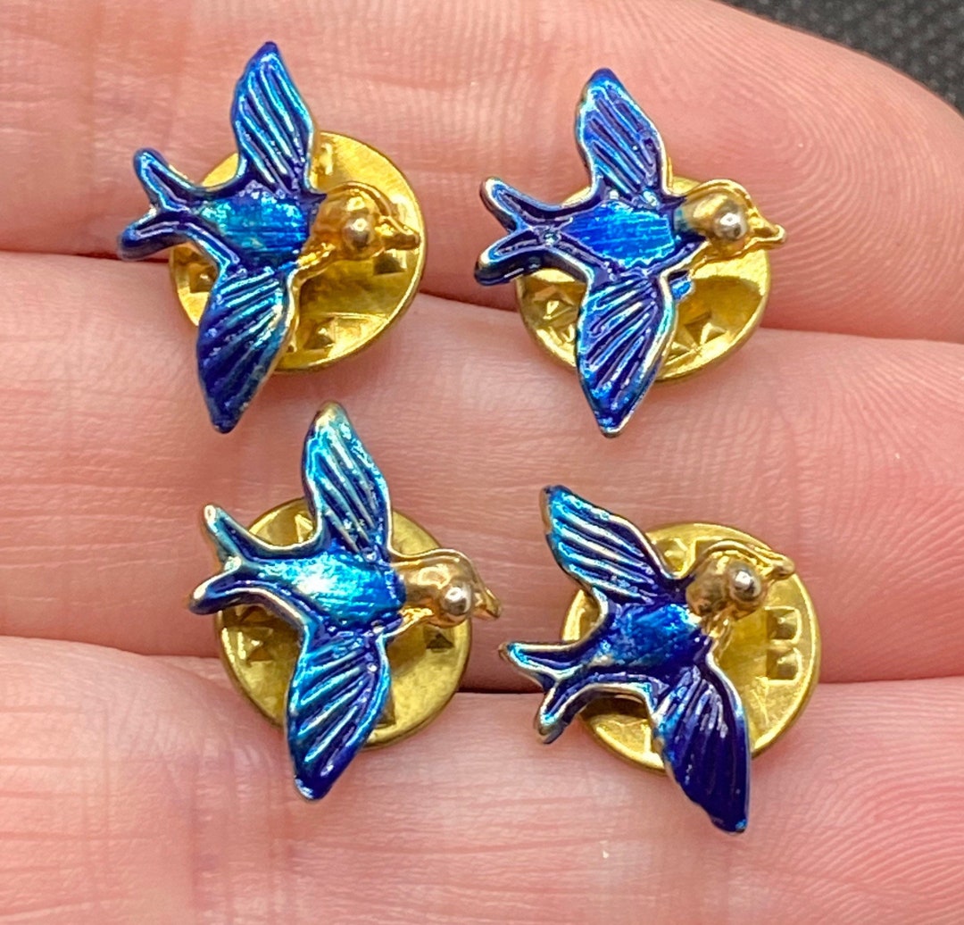 Vintage Set of Tiny Swallow Bird Pins - Etsy