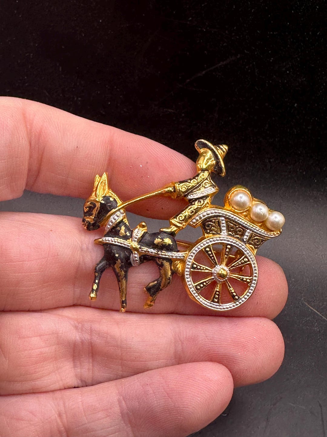 Vintage Spanish Style Damascene Style Faux Pearl Asian Style Person ...
