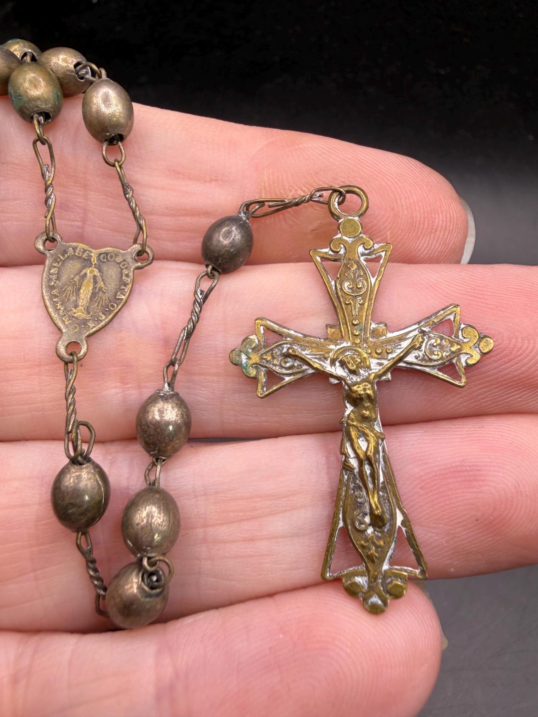 Vintage "pull Chain" Style Silver Tone Rosary Art Nouveau Style ...