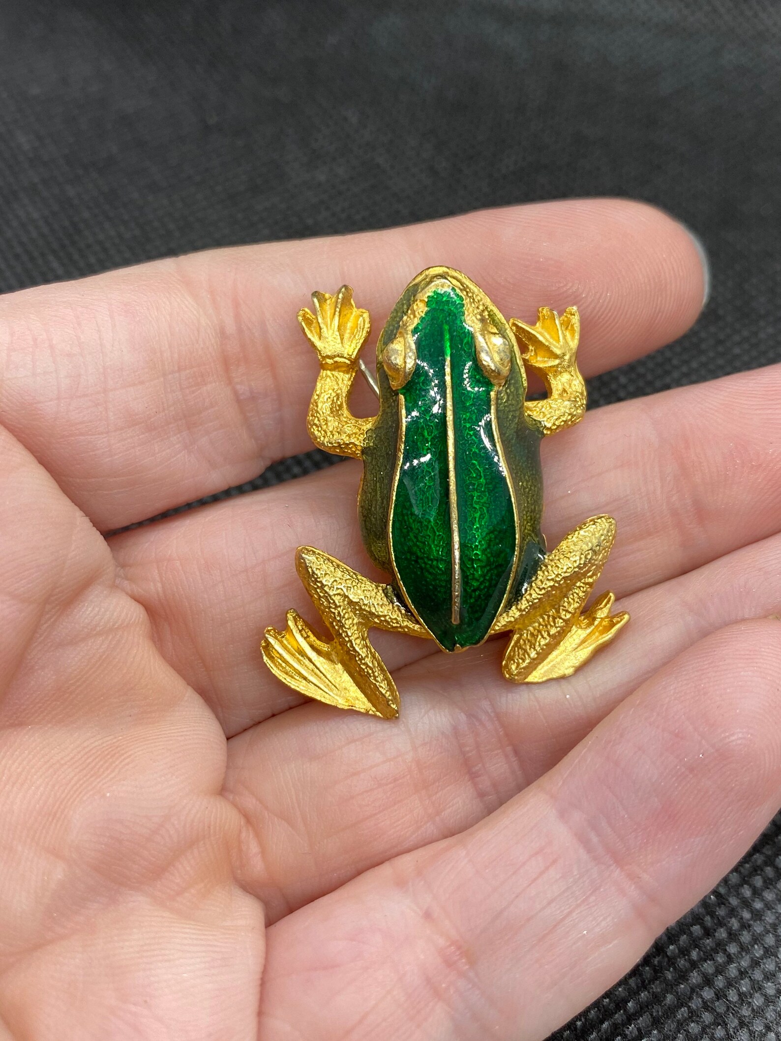 Vintage Enamel Frog Pin - Etsy