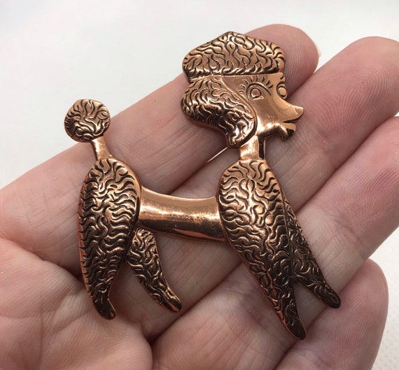 Vintage Copper Poodle Pin - Etsy
