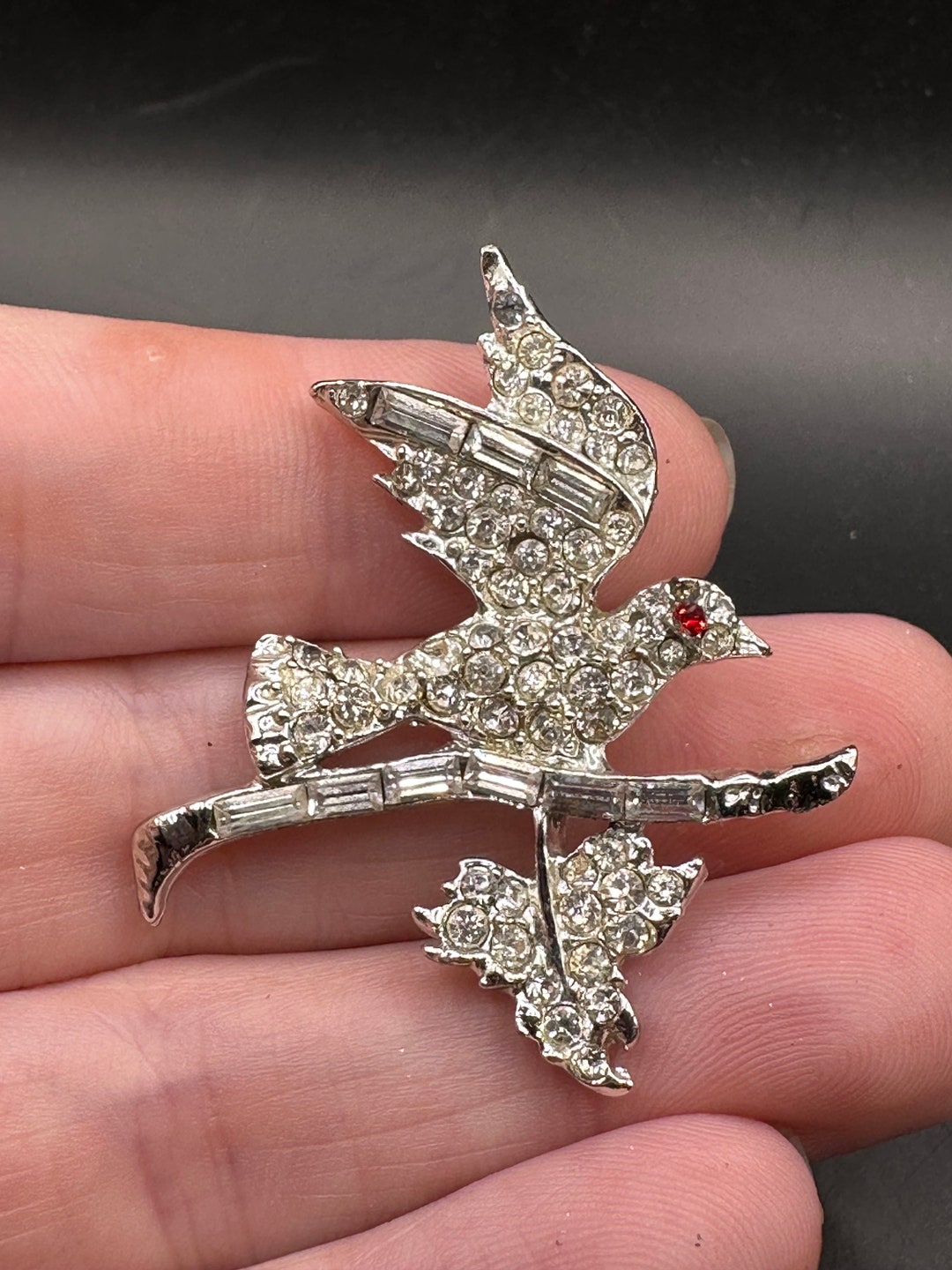 Vintage Dove Swallow Rhinestone Pin - Etsy