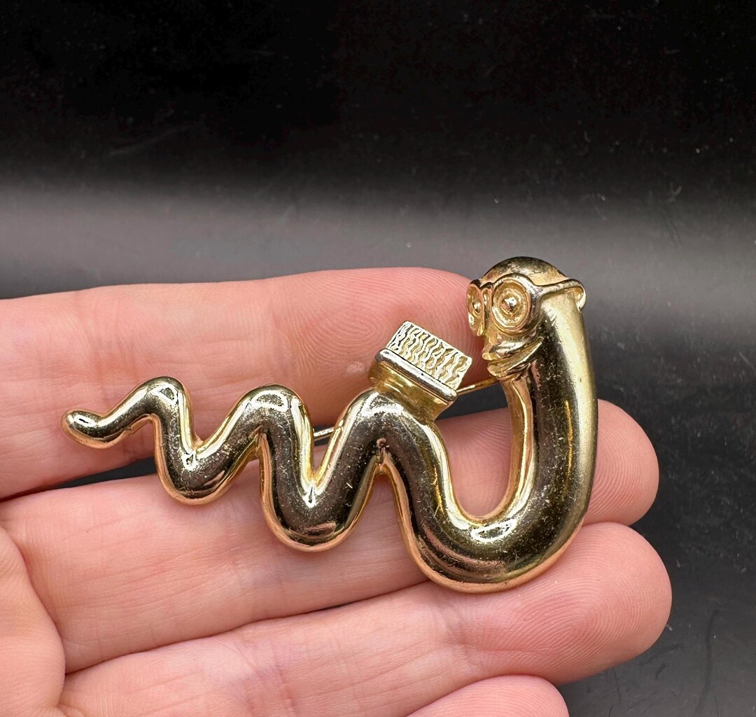 Vintage Bookworm Pin - Etsy