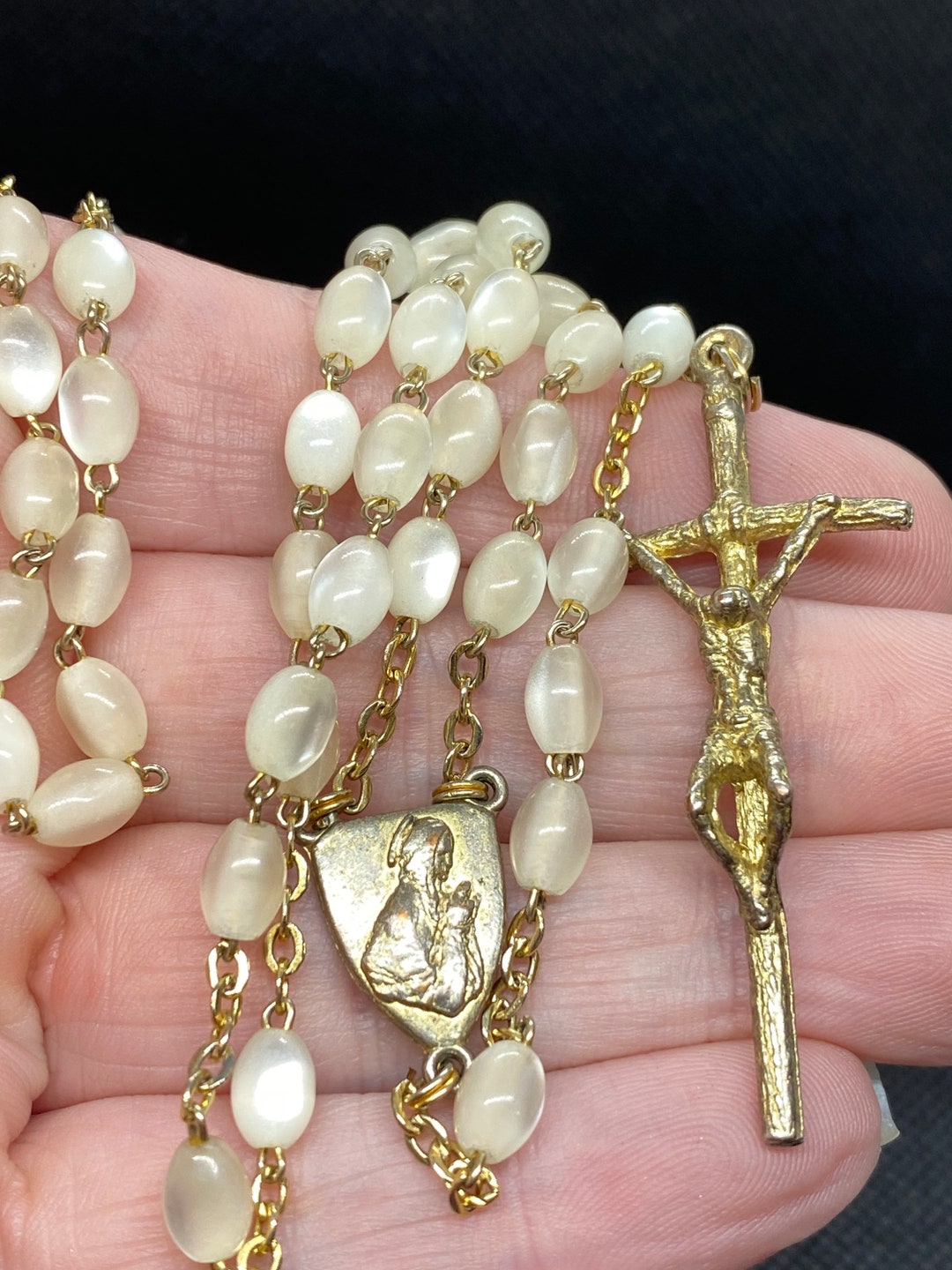 Vintage Rosary With Crucifix and Translucent Beads - Etsy