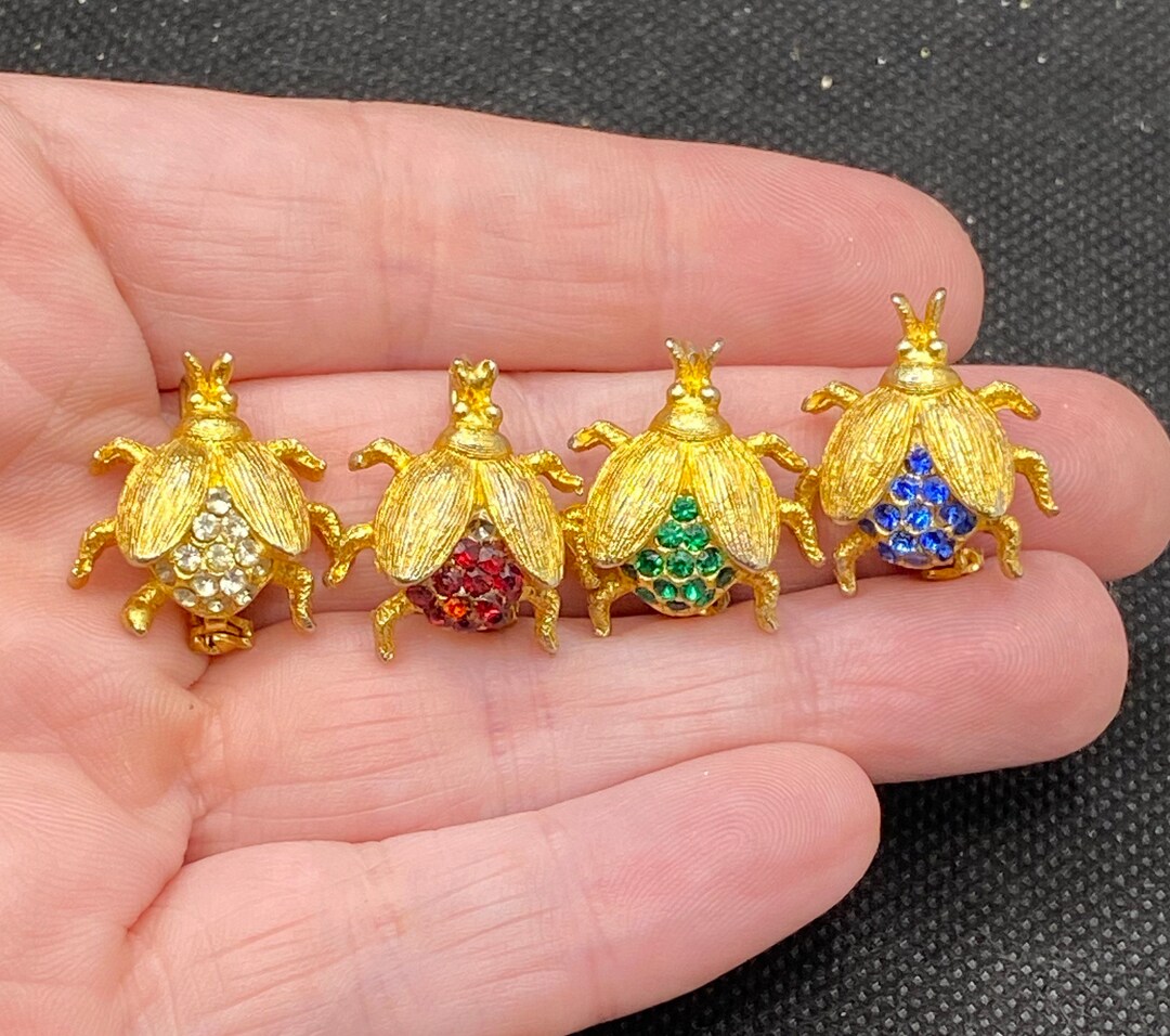 Vintage Lot Rhinestone Beetle Ladybug Pins or Pendants - Etsy