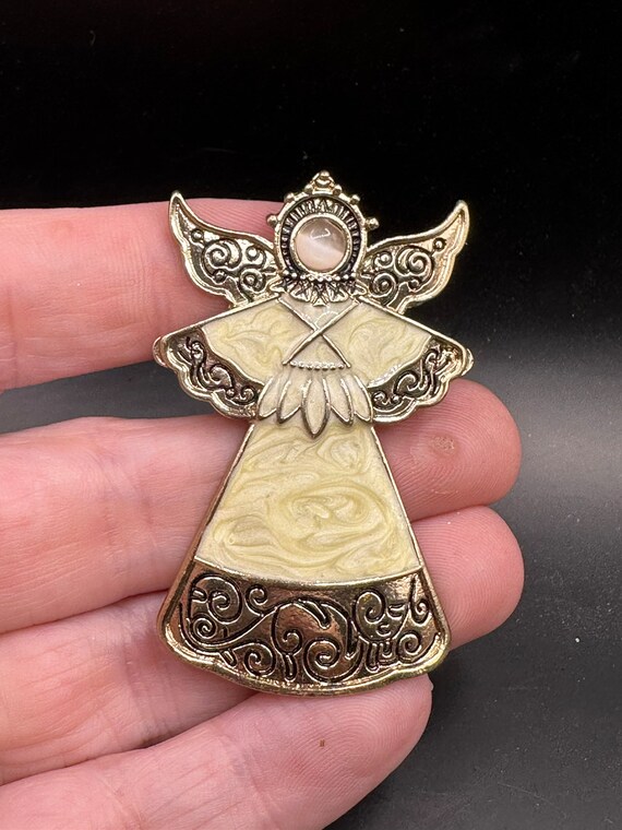 Vintage Enamel Angel pin marked KC Kenneth Cole - Gem