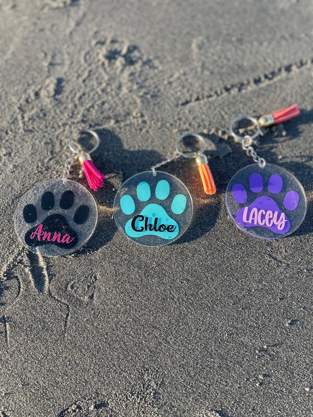 Personalized Acrylic Dog Paw Key Chain, Dog Mom Gift, Dog Keychain, Paw ...